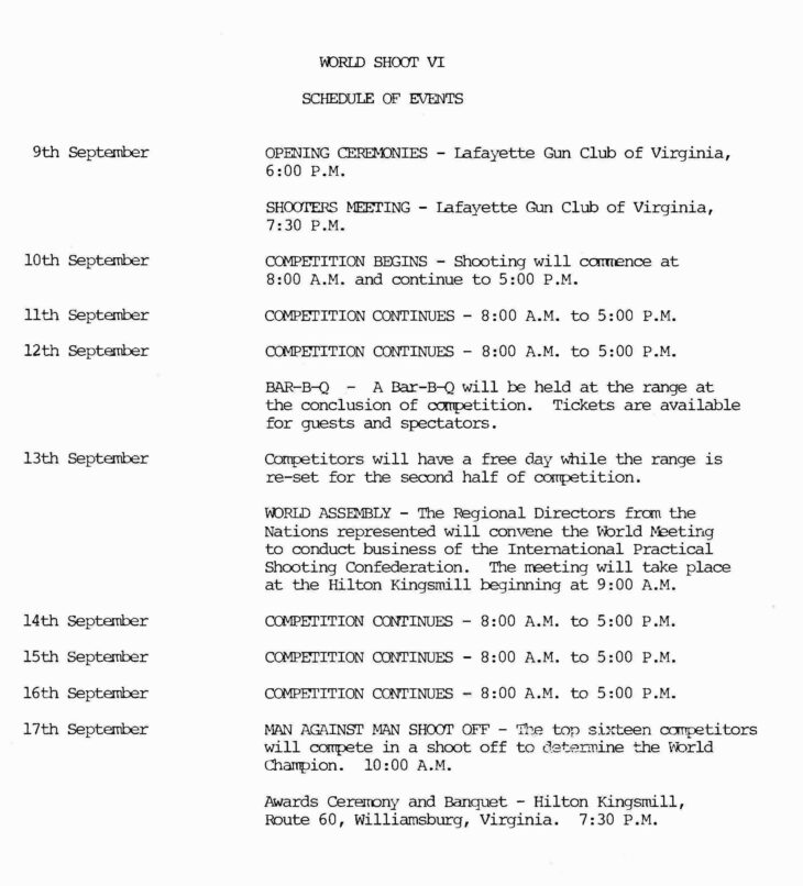 IPSC World Shoot 1983 Match - Notes from KR